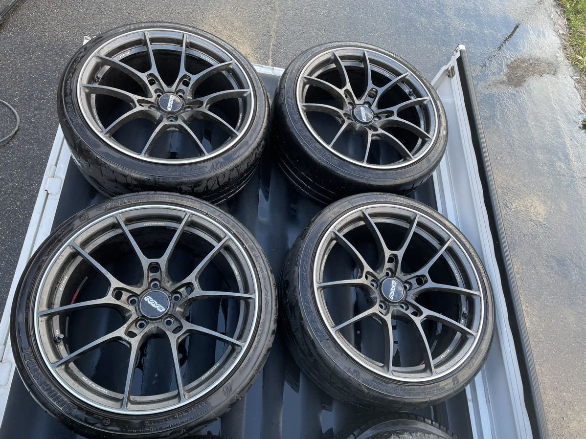 【目立った傷や汚れなし】美品 インプレッサ WRX STi 鍛造 RAYS ボルクレーシング G025 MK マットガンブラック 19インチ ...