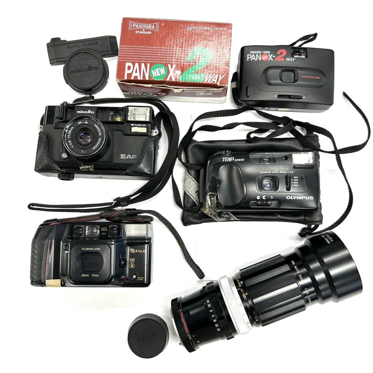 【全体的に状態が悪い】Y160 フィルムカメラ レンズ まとめ OLYMPUS オリンパス MINOLTA ミノルタ FUJI フジ ...