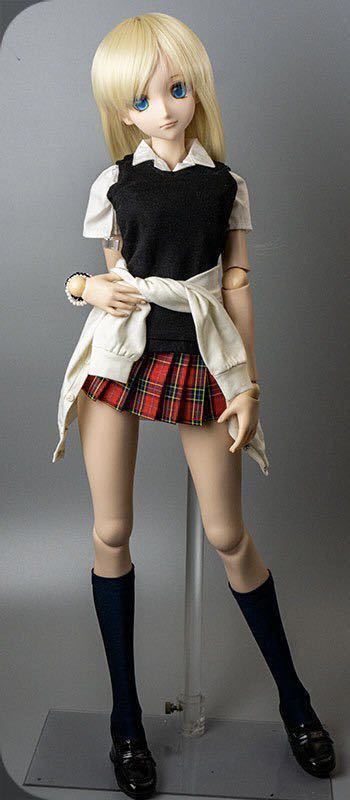 【未使用】60cm Doll カーディガンセット ホワイト シャツ＆スカート 制服 ドール衣装 SD DD DDdy Dollfie Dreamドルフィードリーム SMARTDOLL 1/3 ...
