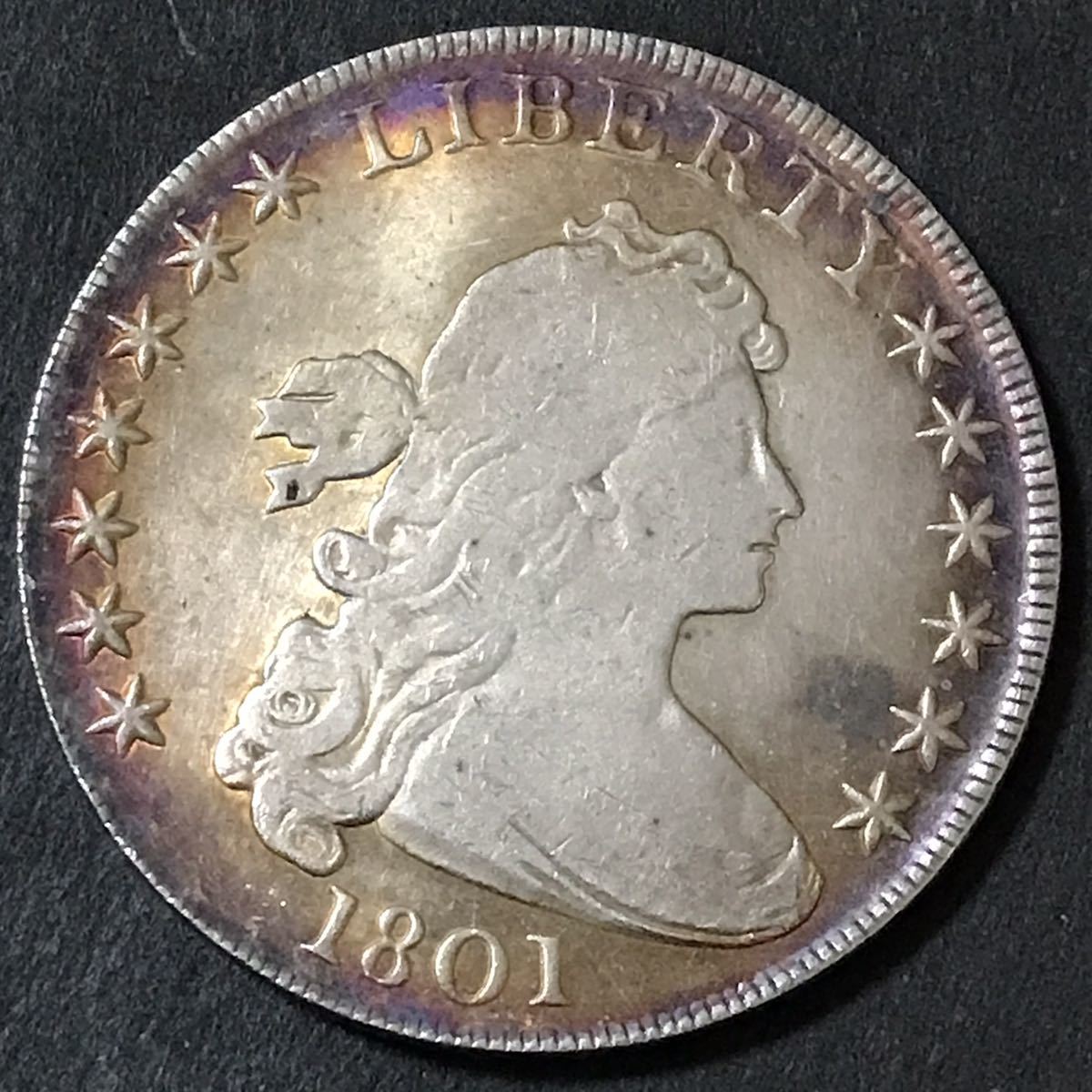【やや傷や汚れあり】銀貨 1801年 ドレイプド バスト1ドル銀貨 liberty 自由の女神 アメリカ 1円銀貨 貿易銀 古銭 硬貨 コイン ...