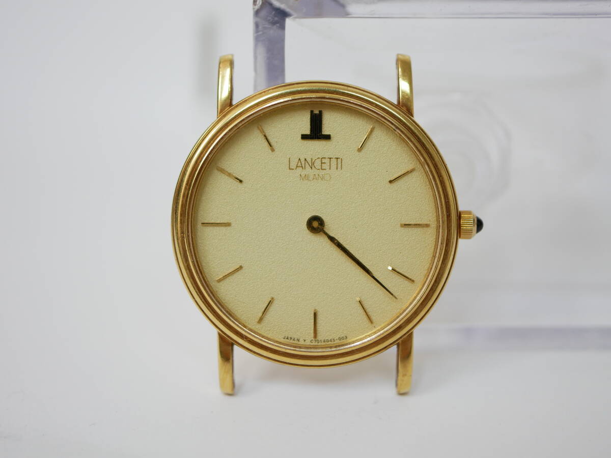 【やや傷や汚れあり】#7615 LANCETTI milano 18K 750 C70404-50B2 ランチェッティ 金無垢 腕時計 メンズ ...