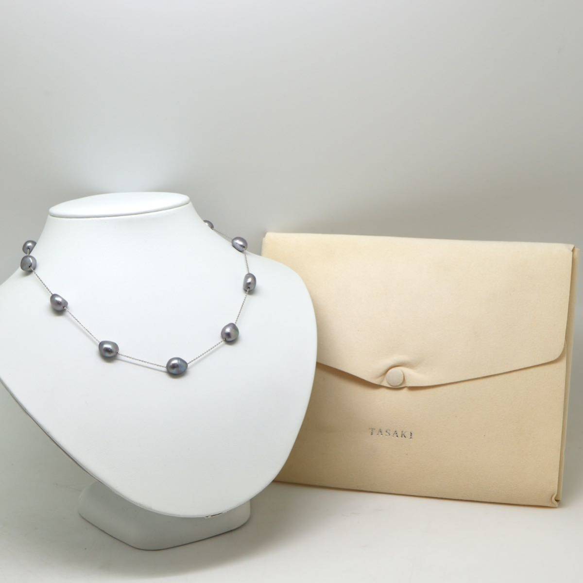 【目立った傷や汚れなし】ケース付!!TASAKI(田崎真珠) K18 本真珠ステーションネックレス M 約13.7g 約45.5cm pearl パール jewelry necklace ...