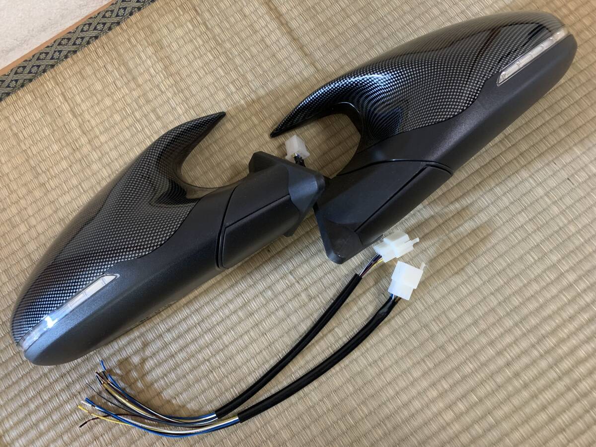 【未使用】新品 DANGUN RACING GTSドアミラー 右ハンドル用 LED カーボンルック 電動調整 台座ナシ 動作未確認 スーパー ...
