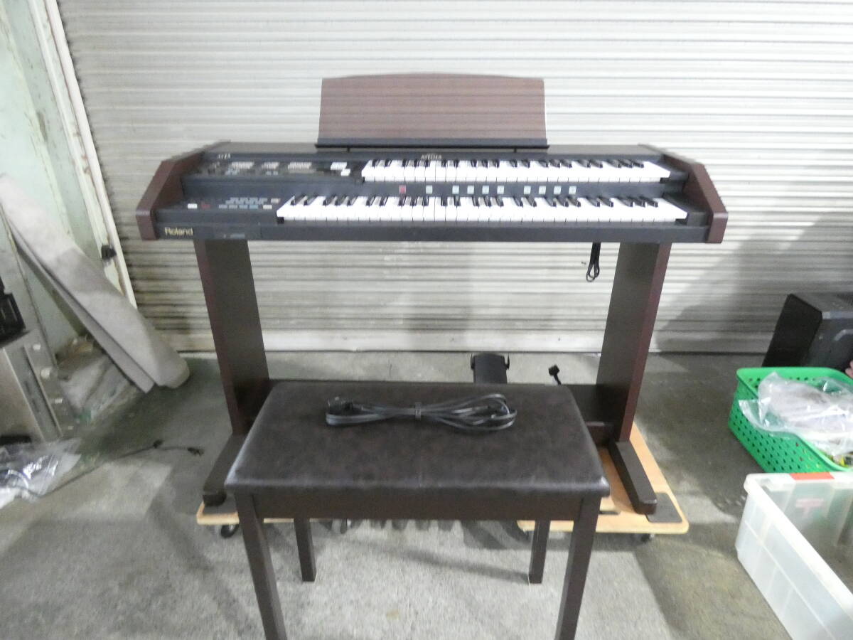 【傷や汚れあり】【USED!Roland 電子オルガン AT-15 MUSIC ATELIER★ローランド/鍵盤楽器 ※現状品＠落札後引き取り ...