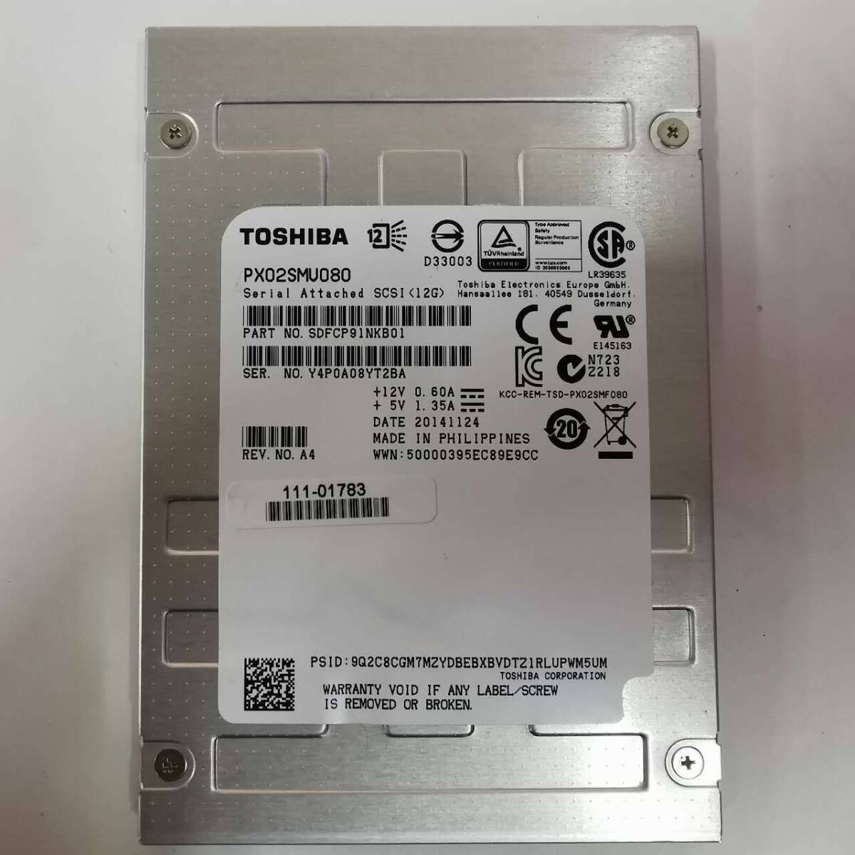 【目立った傷や汚れなし】TOSHIBA Serial Attached SCSI 12GB/s 2.5''SSD 800GB ...