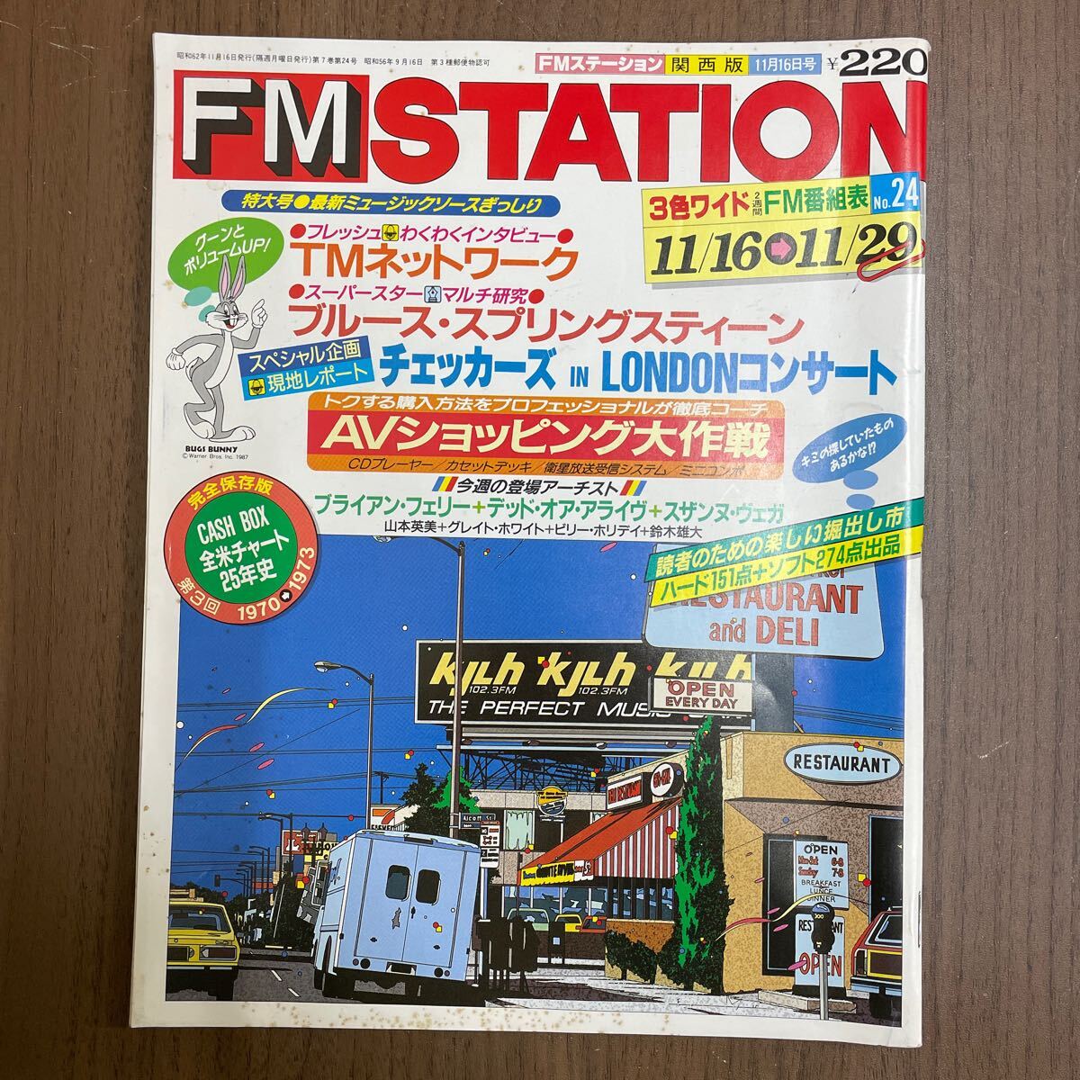 【傷や汚れあり】FM STATION 西版 FMステーション 1987年 11/16～11/29 No.24 FM番組表/古本/表紙ヤケシミ傷/小口頁ヤケシミ/オーディオ/カセット/ラジオの ...