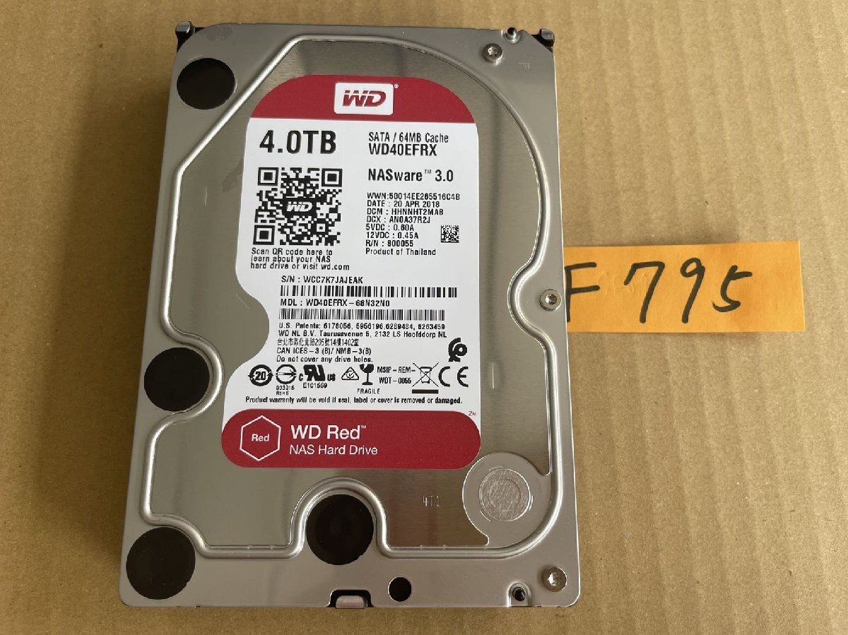 【目立った傷や汚れなし】送料無料 Western Digital WD40EFRX Red 4TB 3.5インチ SATA HDD4TB 使用 ...