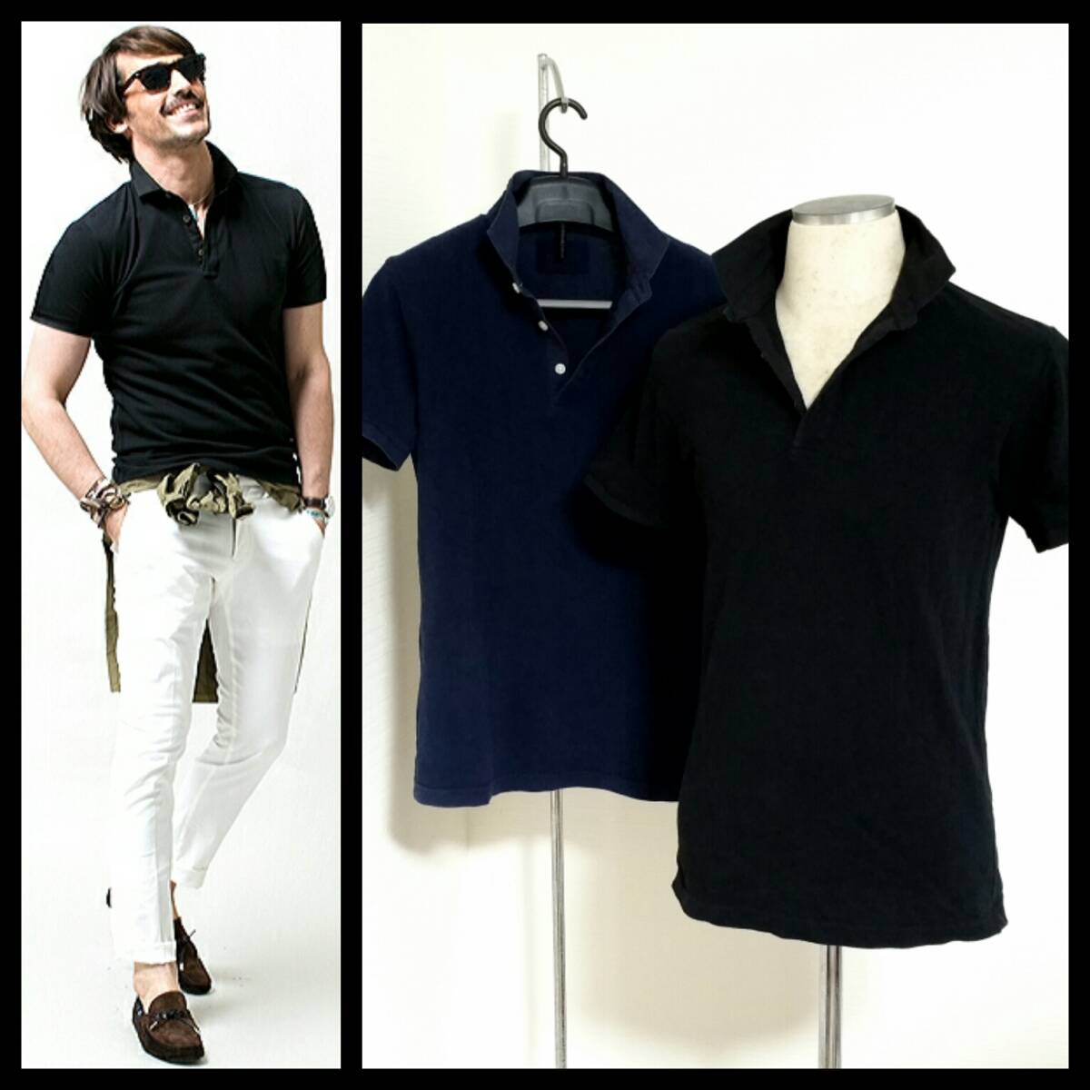 【目立った傷や汚れなし】LEON掲載2色SET15120円junhashimoto×nano・universeカモフラ柄ストレッチ鹿の子ポロシャツ半袖ジュンハシモト×ナノユニバースTシャツ ...