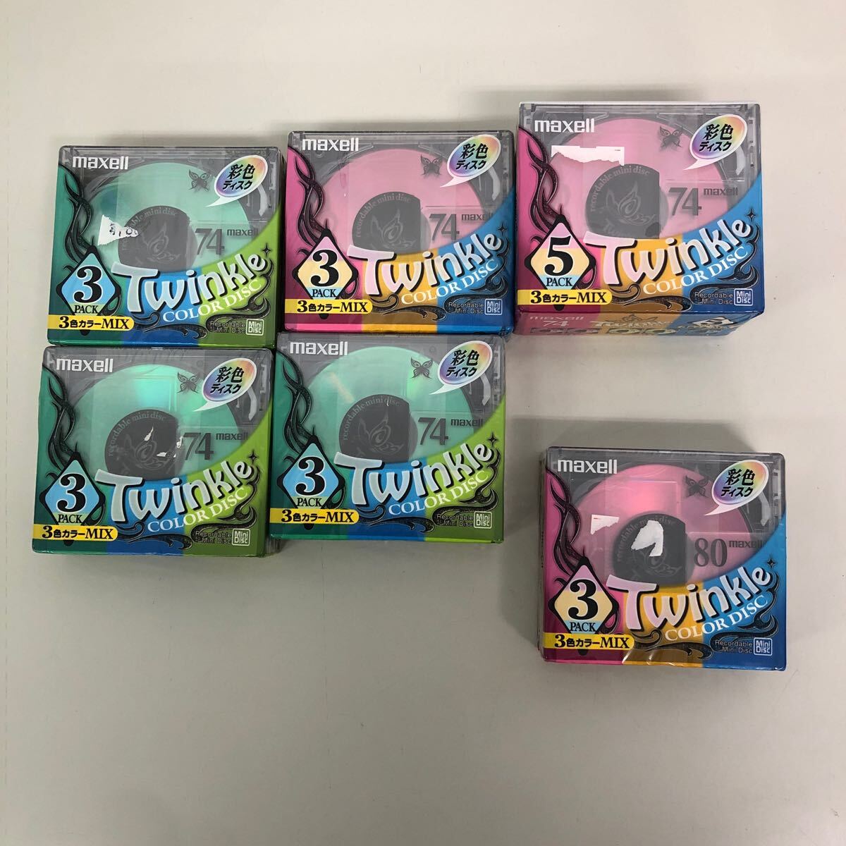 【未使用】VMPD6-616-17 maxell マクセル MD Disk Twinkle Color Disk 74 80 5パック 3 ...