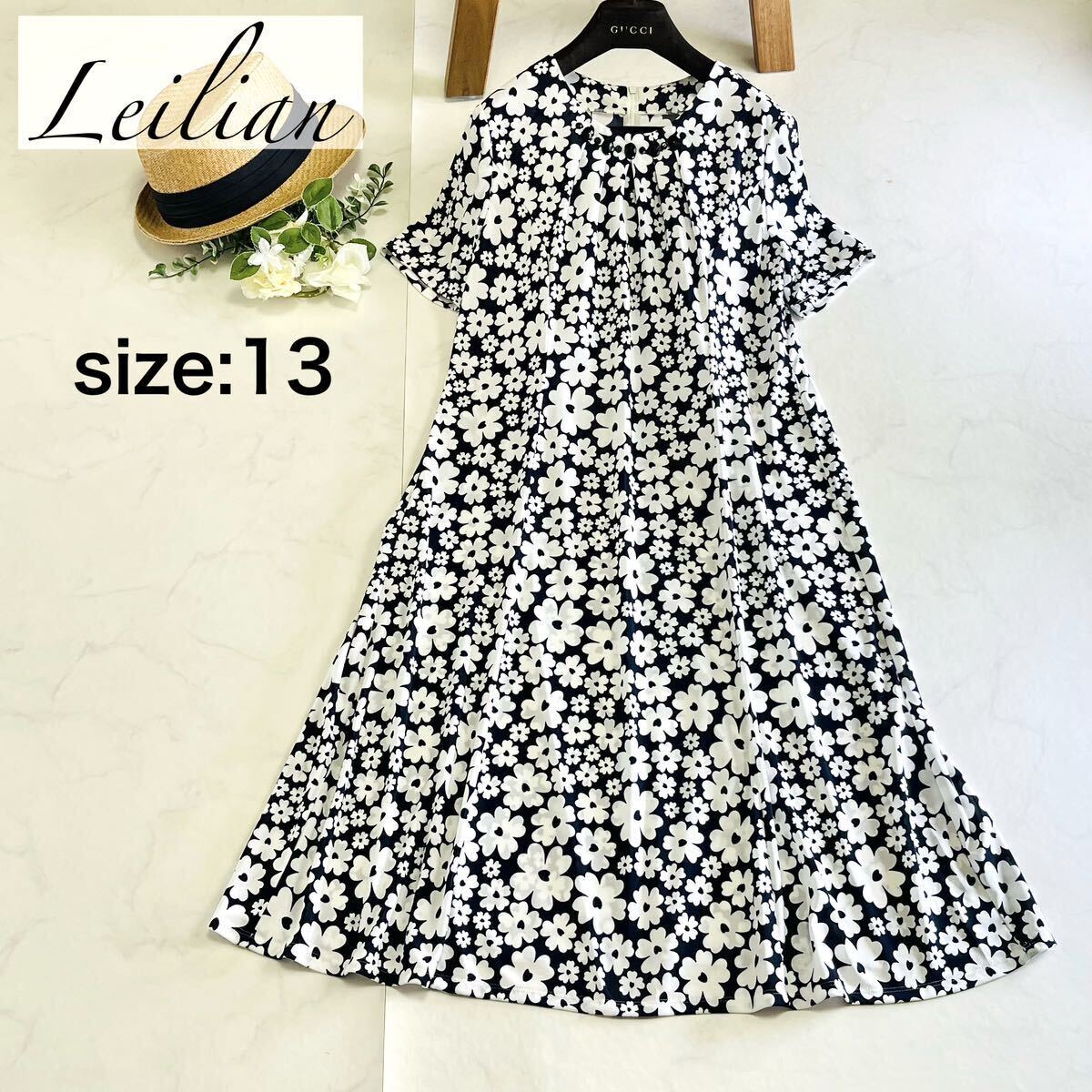 【目立った傷や汚れなし】＊極美品/大きいサイズ 13 レリアン Leilian 『高級エレガント 爽やか細見え 欧風柄 ワンピース』 近年モデル XL 2L ロング ゆったり 薄手の落札情報 ...