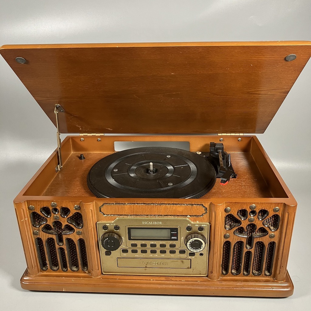 【傷や汚れあり】C3-599 ESCALIBOR マルチプレイヤー CD カセット レコード ターンテーブル ラジオ アドフィールド 6995 ...