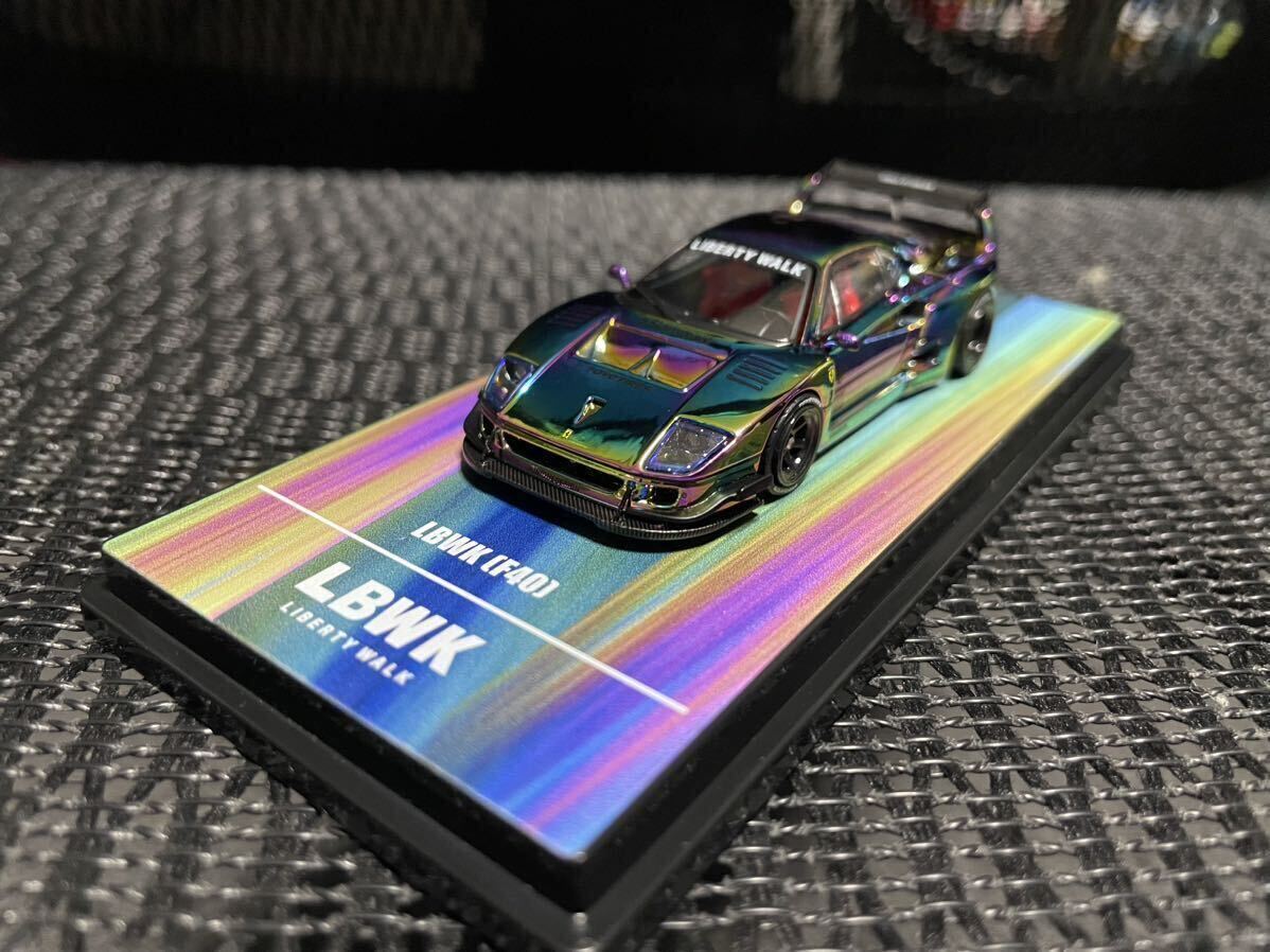 【未使用に近い】CHASE INNO MODELS 1/64 LBWK FERRARI F40 Chrome Silver イノ リバティ ...