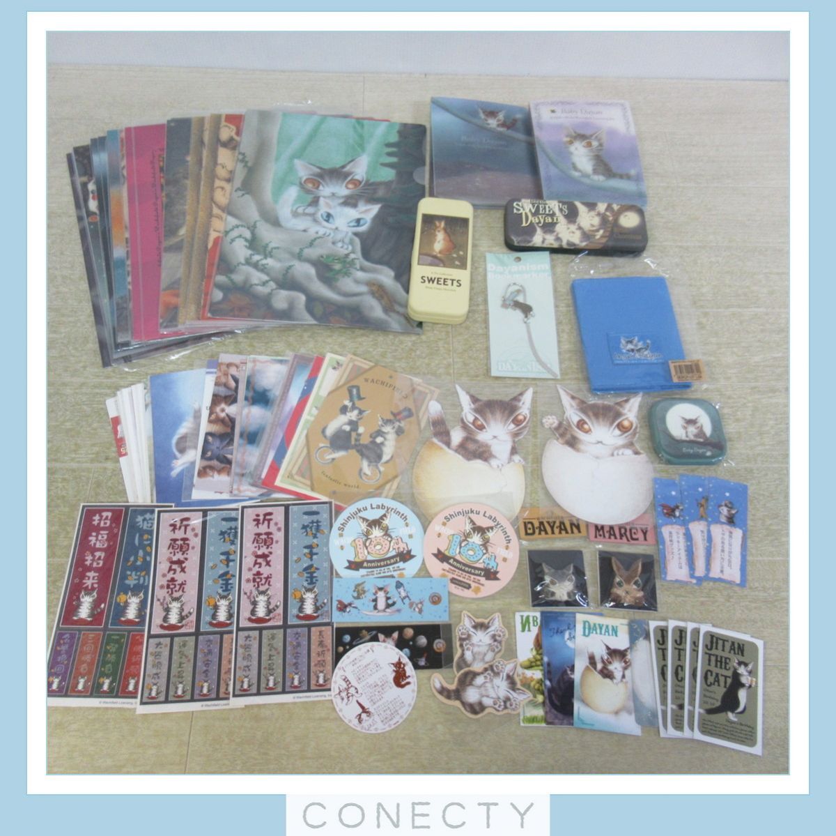 【やや傷や汚れあり】未開封品含む わちふぃーるど WACHIFIELD 猫のダヤン クリアファイル/ポストカード/シール/缶ペンケース 等 ...