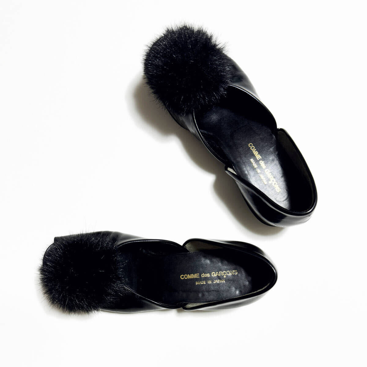 【目立った傷や汚れなし】ポンポン 装飾 オープントゥ パンプス レザー シューズ COMME des GARCONS コムデギャルソン Pom ...