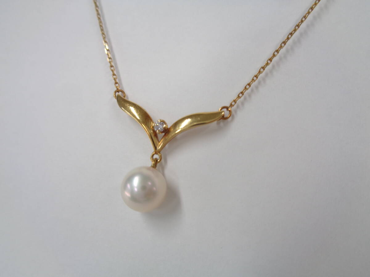 【目立った傷や汚れなし】★MIKIMOTO ミキモト K18 アコヤ本真珠ネックレス41cm 天然ダイヤモンド M刻印有 パール 7.36mm 総重量2.57g☆彡の落札情報詳細 ...