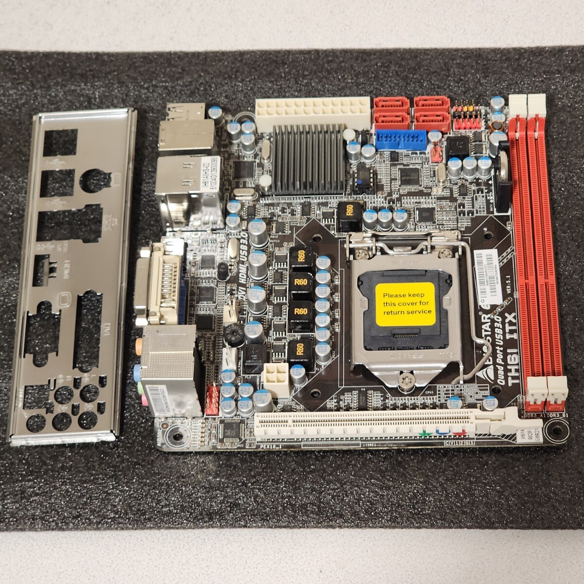 【目立った傷や汚れなし】BIOSTAR TH61 ITX IOパネル付属 LGA1155 Mini-ITXマザーボード 第2・3世代CPU対応 ...