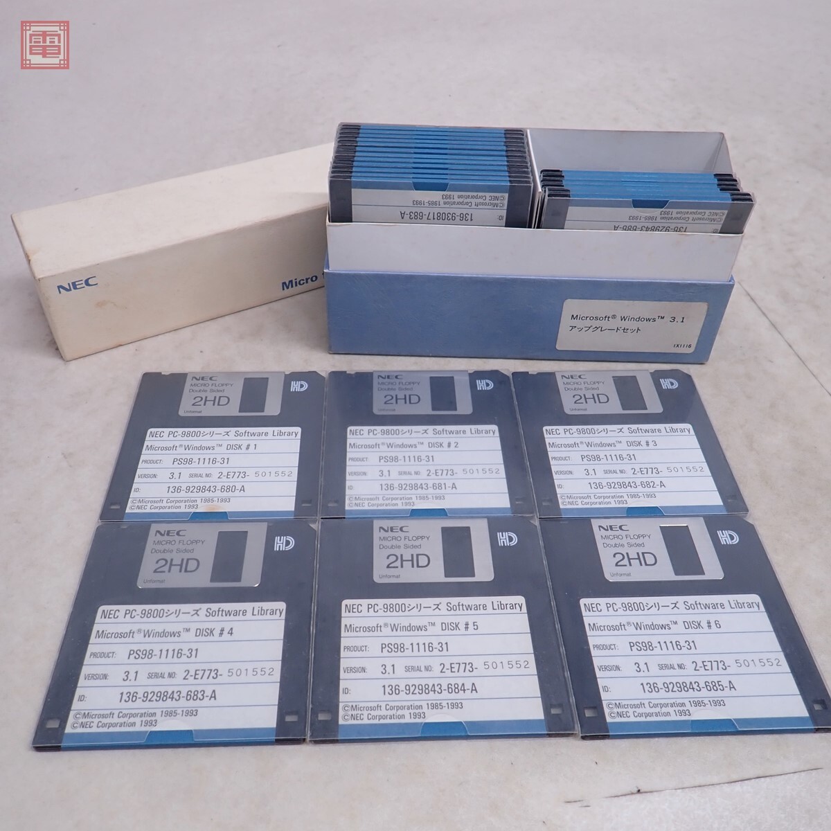 【やや傷や汚れあり】NEC PC-9800シリーズ 3.5インチFD 2HD Windows 3.1 アップグレードセット Microsoft Software Library PS98 ...