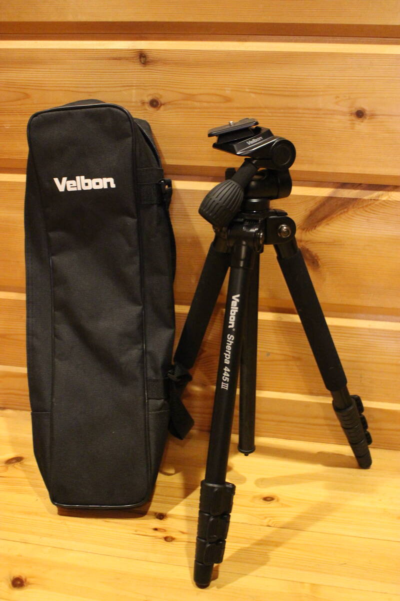 【目立った傷や汚れなし】美品 Velbon ベルボン 小型 軽量 アルミ 三脚 Sherpa シェルパ 445Ⅲ N トラベル アウトドア ...
