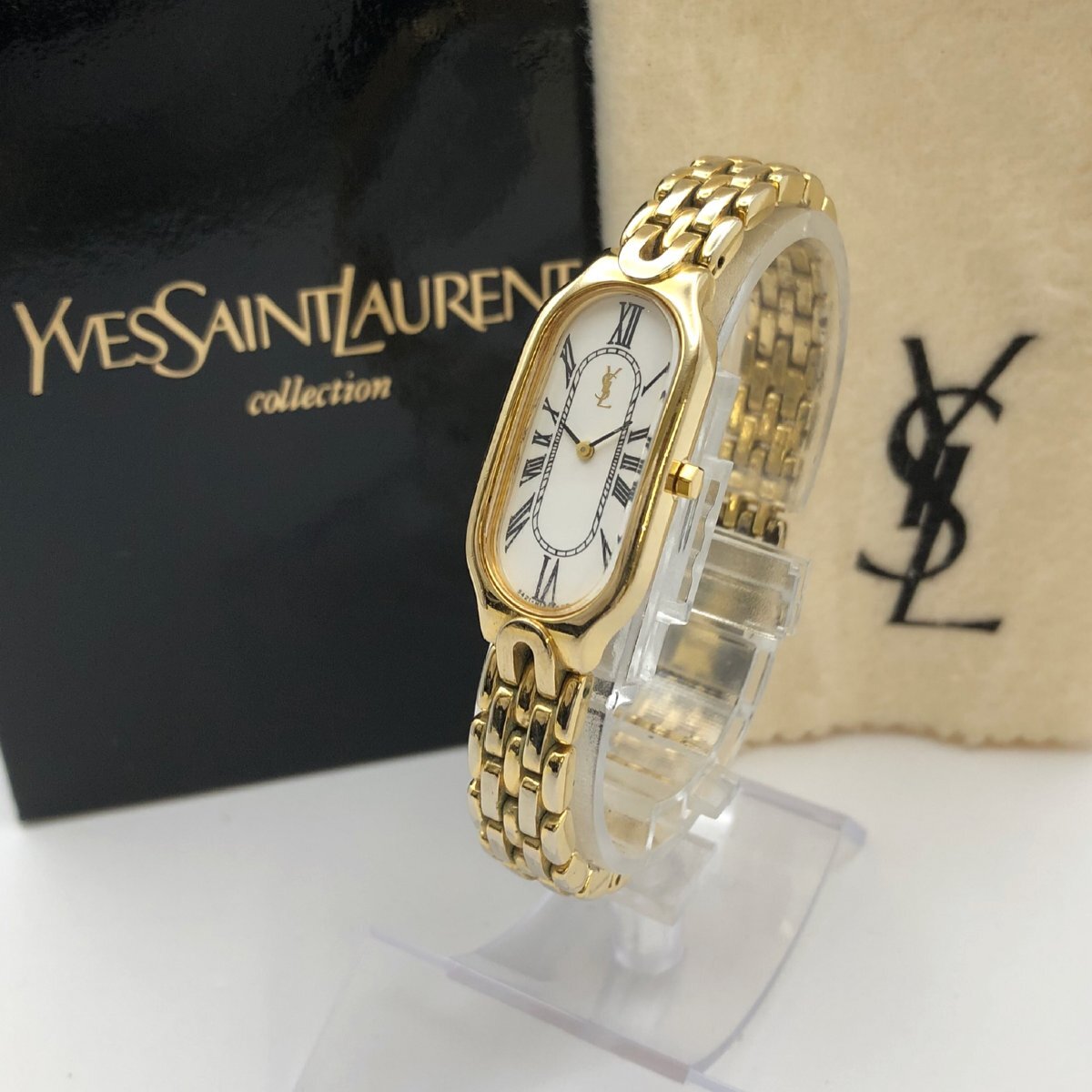 【傷や汚れあり】1円～/Yves Saint Laurent/イヴサンローラン/YSL/5421-H08100Y/2針/ゴールドカラー/箱・付属品付/クォーツ/レディース腕時計/ジャンク ...