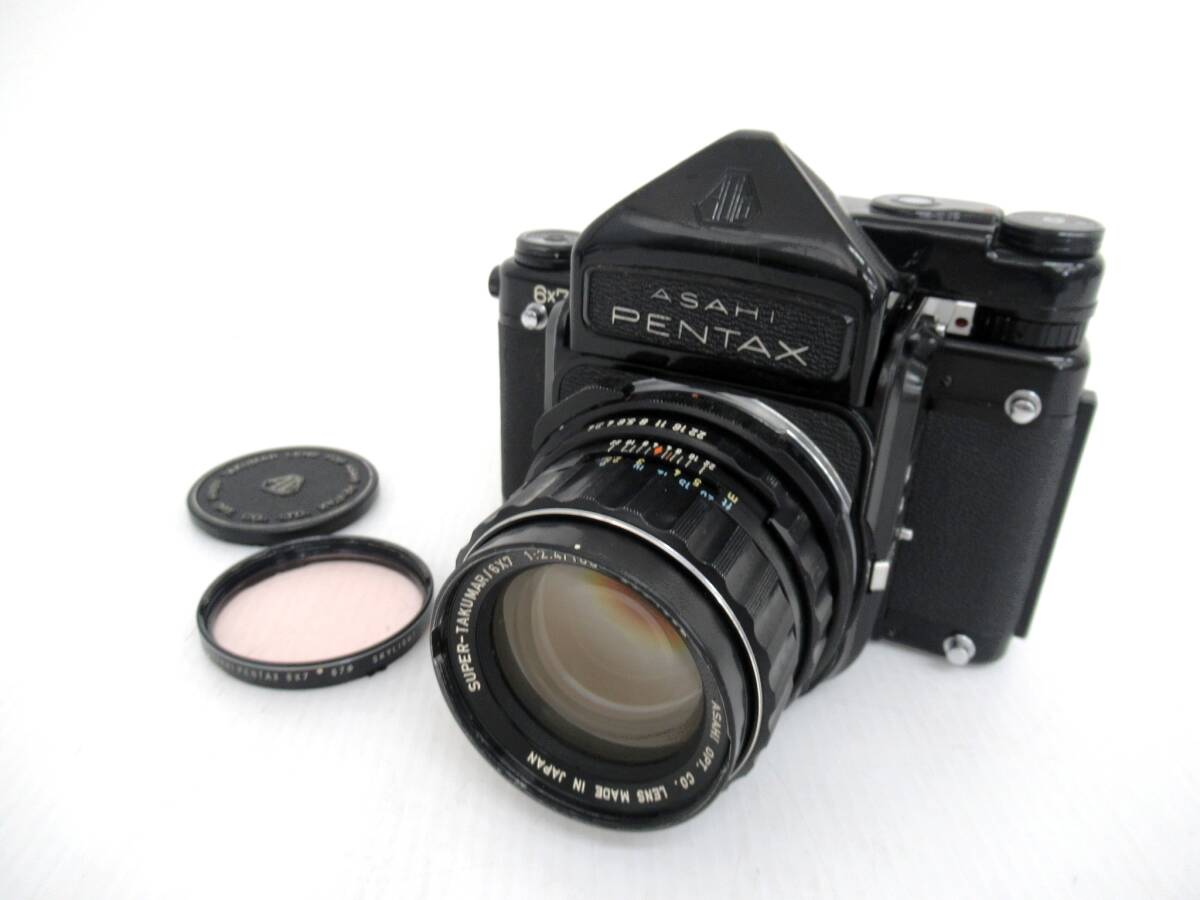 【やや傷や汚れあり】【ASAHI PENTAX/アサヒペンタックス】子①91//6×7/前期/TTLファインダー/SUPER-multi-coated TAKUMAR 6×7 1:2.4 f ...