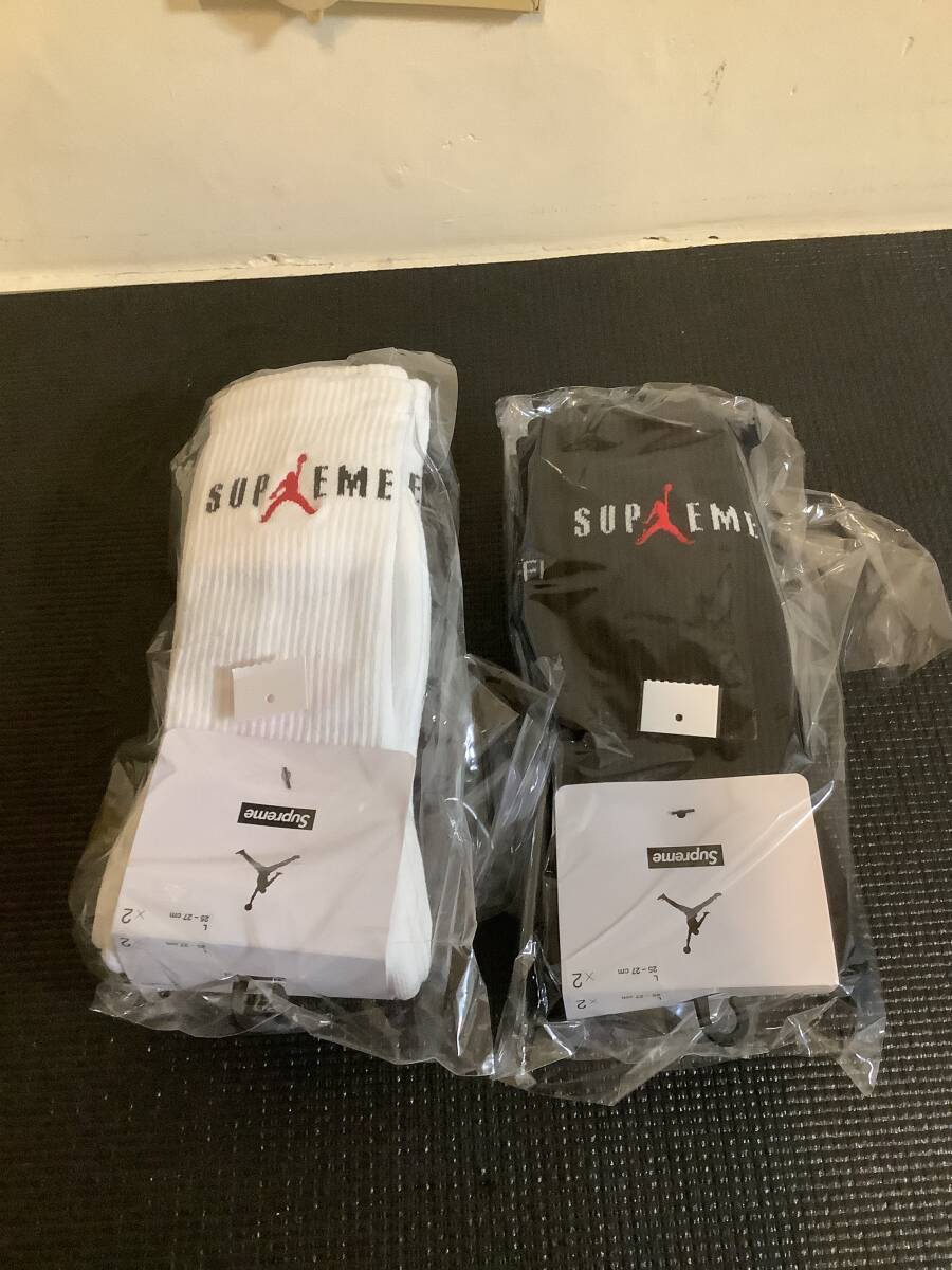 【未使用】【1000円スタート】Supreme x Jordan Crew Socks (2 Pack) White&Black サイズLの ...