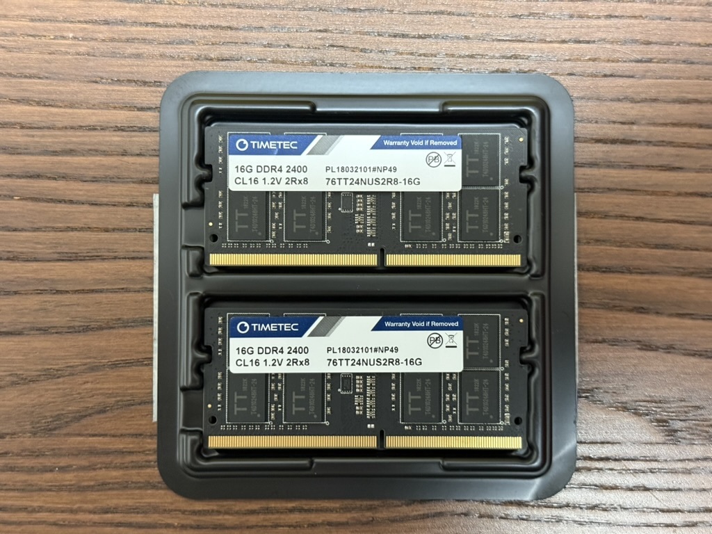【目立った傷や汚れなし】Timetec Hynix IC 32GB Kit (2x16GB) ノートPC用メモリ DDR4 2400MHz PC4-19200 1.2V CL17 2Rx8 ...