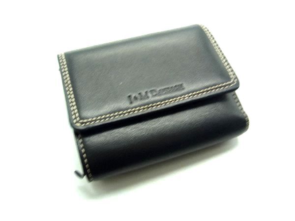 【やや傷や汚れあり】 美品 J&M DAVIDSON ジェイアンドエムデヴィッドソン レザー 三つ折り 財布 ウォレット 札入れ 小銭入れ ...