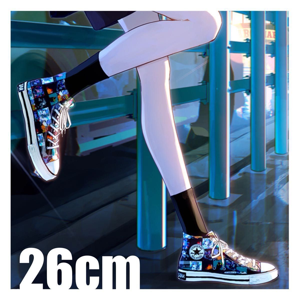【未使用】新品 converse Hoshimachi Suisei ALL STAR HI 26cm コンバース オールスターハイ 星街すいせい ホロライブ hololive コラボ 靴 ...