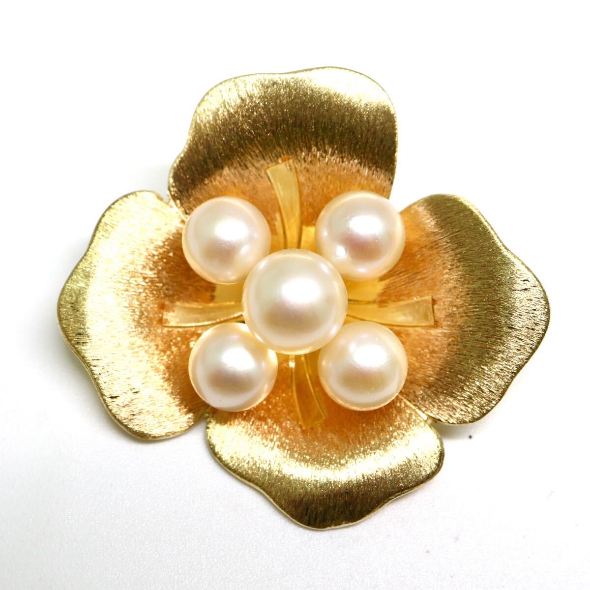 【目立った傷や汚れなし】1円〜!!MIKIMOTO(ミキモト) K14 アコヤ本真珠ブローチ M 約6.5g 約5.0-6.0mm珠 パール pearl broach jewelry ...