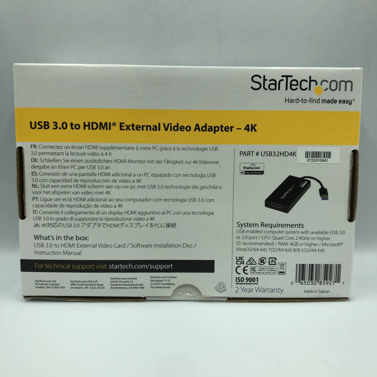 【目立った傷や汚れなし】【未検品】StarTech.com HDMIディスプレイアダプタ 4K30Hz対応/USB Type-A接続 ...
