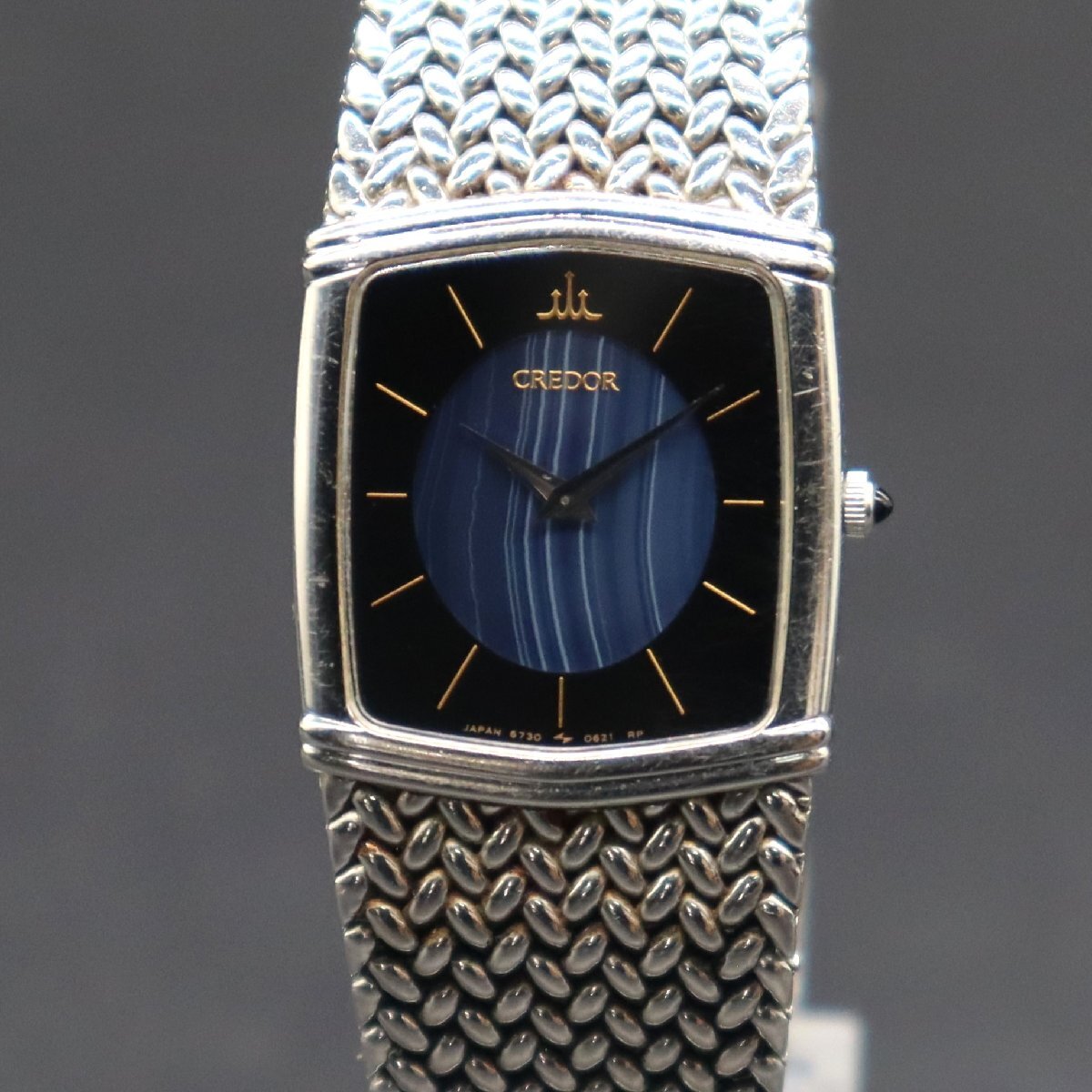 【やや傷や汚れあり】電池新品 SEIKO CREDOR セイコー クレドール 6730-5341 クォーツ 青瑪瑙 サードニクス スクエア 2針 亀戸工場 純正ブレス レディース腕時計の落札 ...