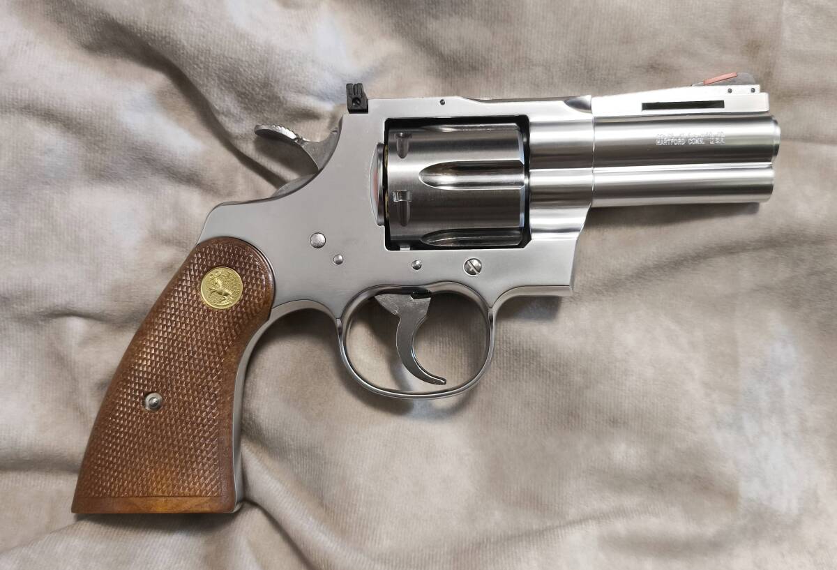 【目立った傷や汚れなし】タナカ/コルトパイソン 357マグナム/3インチ/R-model/Tanaka Clot Pythonステンレス ...