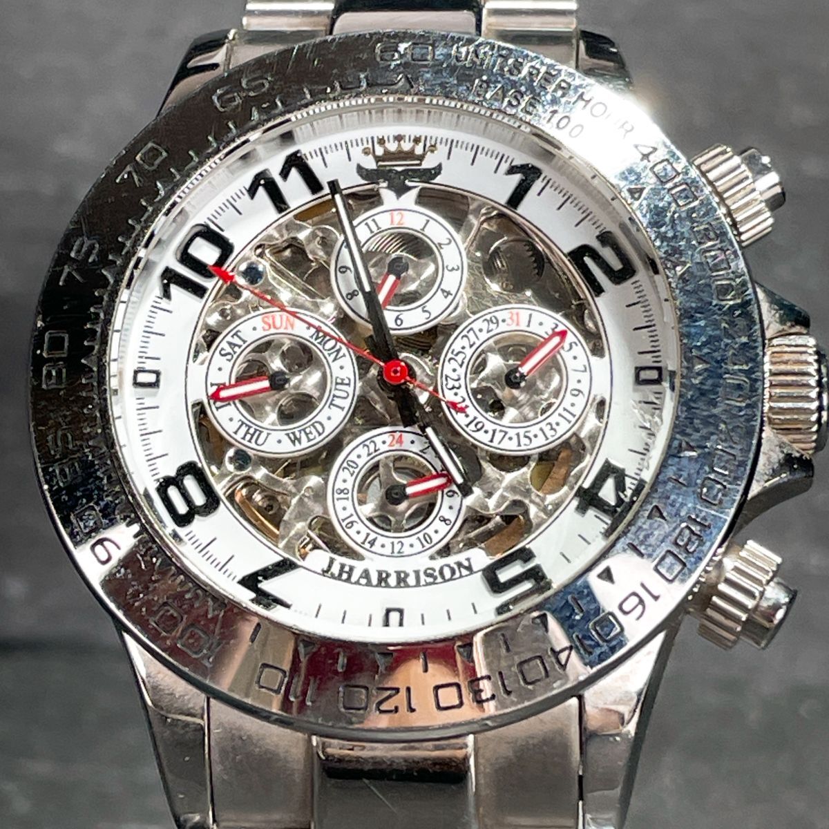 【やや傷や汚れあり】石付き ジョンハリソン JH-024M ラウンド シルバー 電波ソーラー メンズ 腕時計 J.HARRISONの落札情報詳細 - Yahoo!オークション落札価格検索 オークフリー