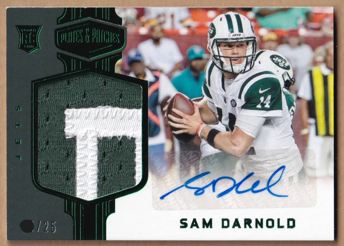【目立った傷や汚れなし】【RC】SAM DARNOLD 直筆サインカード 25枚限定 2018 PANINI PLATES & PATCHES ...