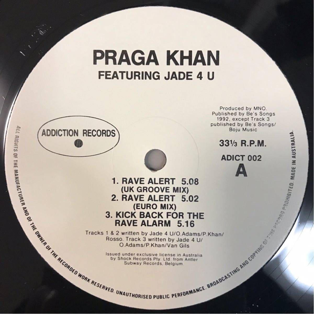 【やや傷や汚れあり】【12inch】PRAGA KHAN feat. JADE 4 U - RAVE ALERT / INJECTED ...