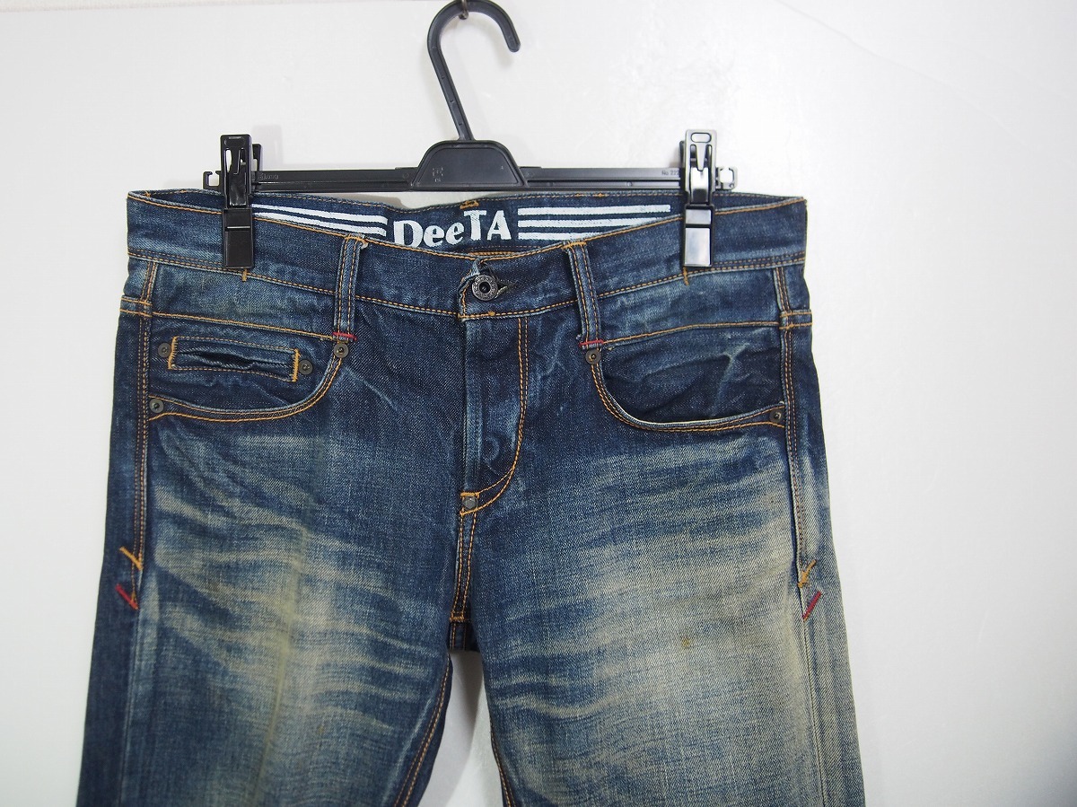 DeeTA ディーティーエー PETERSON TIGHT FLARE ユーズド加工 フレア デニムパンツ DTA-003 インディゴ サイズ ...