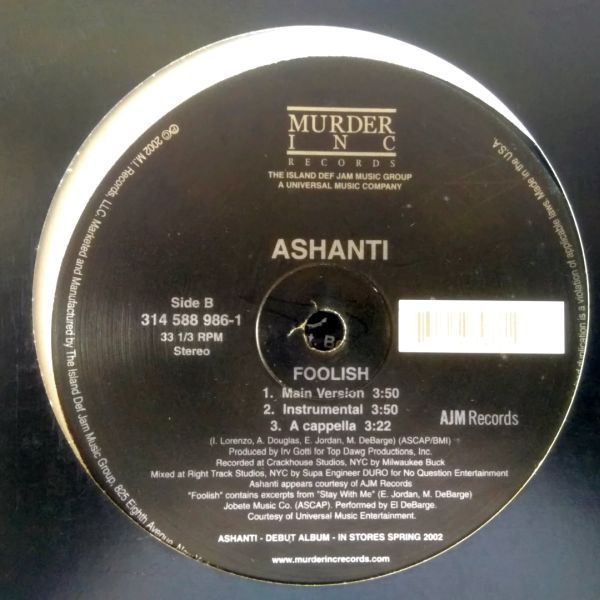 【傷や汚れあり】12inchレコード ASHANTI / FOOLISHの落札情報詳細 - ヤフオク落札価格検索 オークフリー