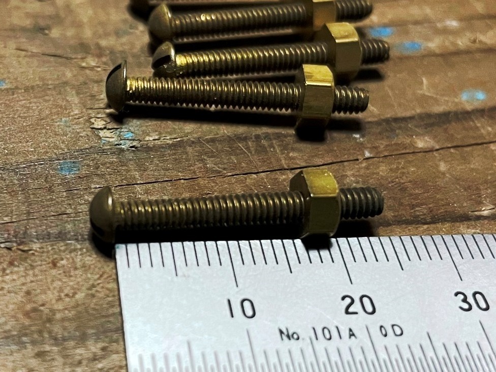 *12本*即決*古い真鍮*M3×25mm*旧JIS*マイナス丸頭ボルトネジ+ナット*古道具DIY*黄銅*3ミリ*の落札情報詳細 - ヤフオク落札価格検索 オークフリー