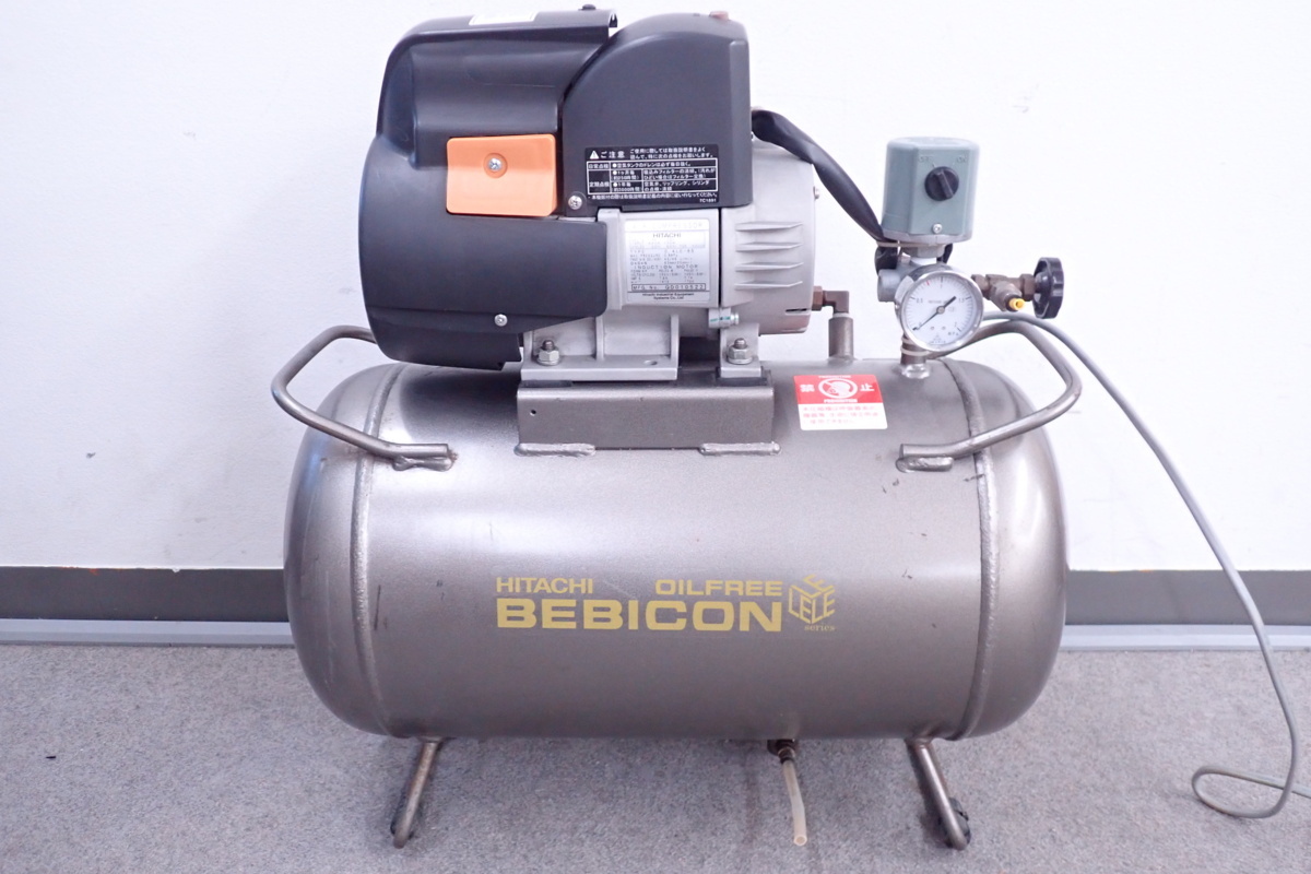 日立 ベビコン エアーコンプレッサー 0.4LE-8S 30L 2016年製 HITACHI BEBICON OILFREE LEシリーズ ...