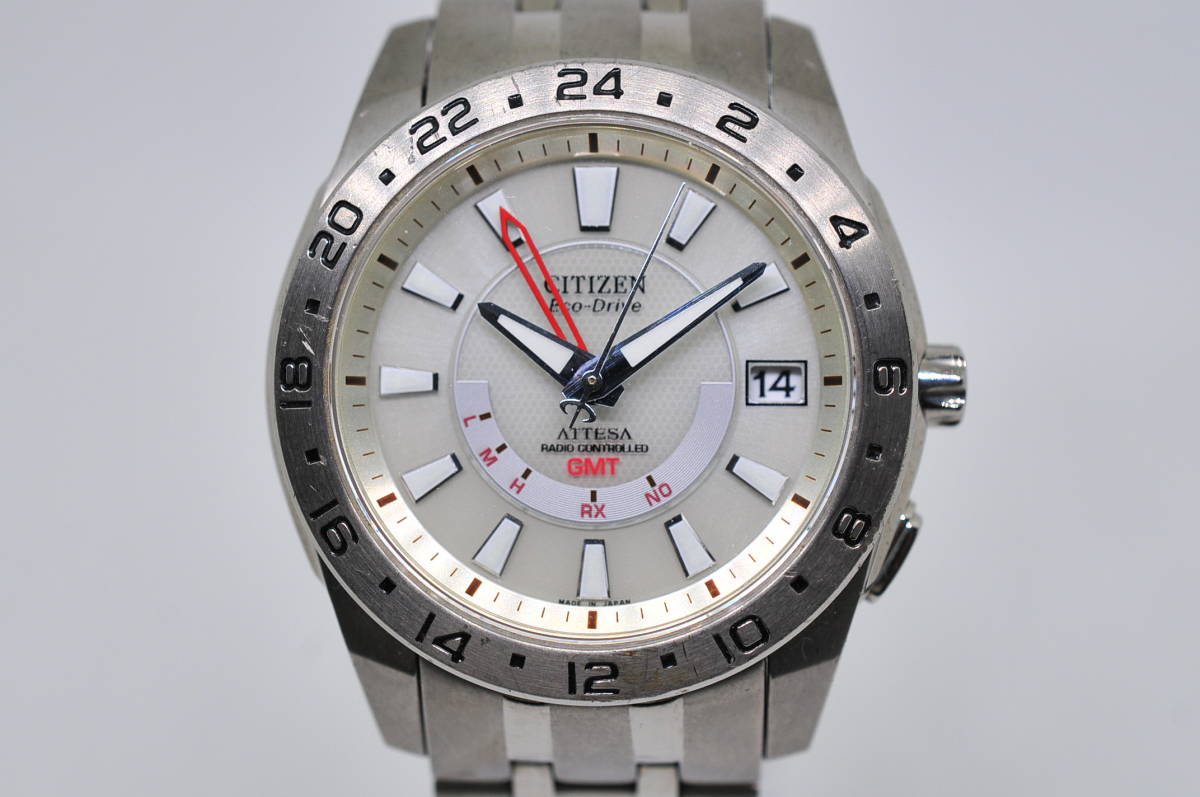 アテッサ ATD53-2862 GMT 電波ソーラー 電波受信稼働中 チタン軽量 送料198円～ 腕まわり17.5cm 比較的美品の落札情報詳細 - Yahoo!オークション落札価格検索 オークフリー
