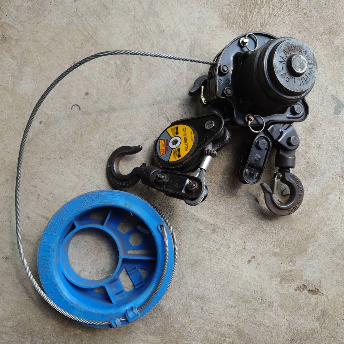 PulleyMan プーリーマン 電気 充電ドリル 荷揚げ 滑車 ウインチ 吊り上げ クレーンフック 手動 小型 軽量 ウインチ ダブル ...