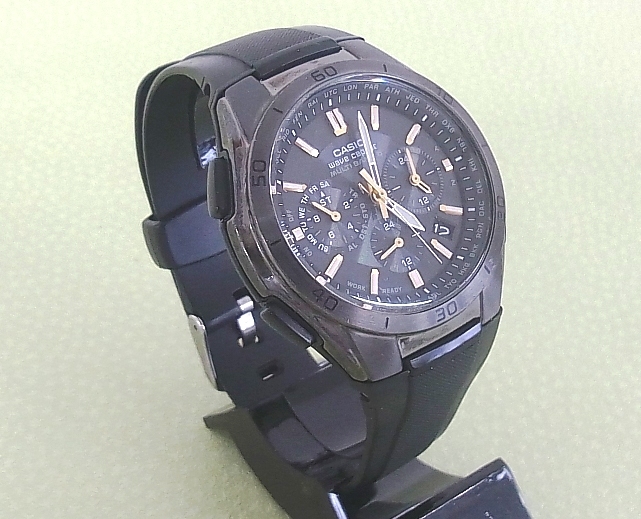 送込 動品 カシオ デジタル ウェーブセプター ワールドタイム イルミネーター 2557 WV-57HJ CASIO wave ceptor ...