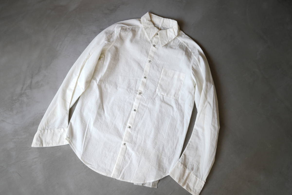 【未使用に近い】13AW INSIDE SHIRTS twist yarn cotton White コットンシャツ / taichi ...