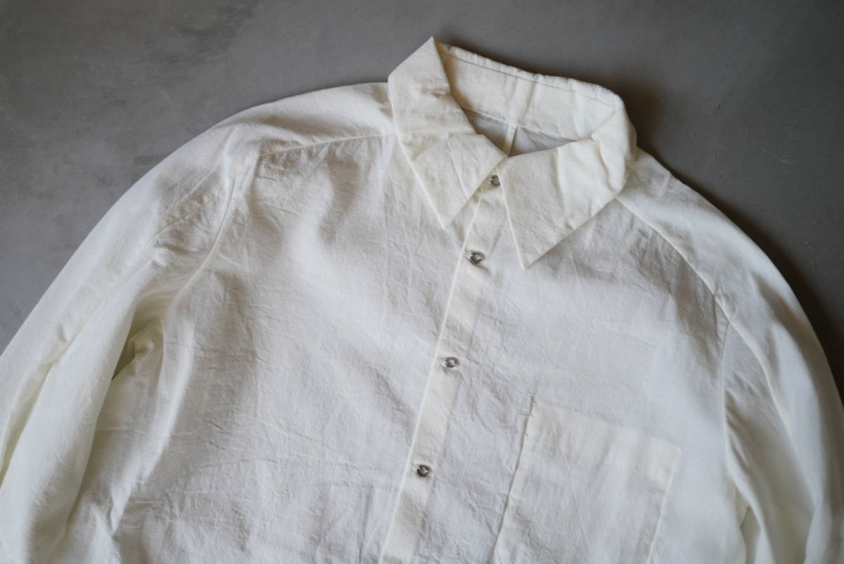 【未使用に近い】13AW INSIDE SHIRTS twist yarn cotton White コットンシャツ / taichi ...