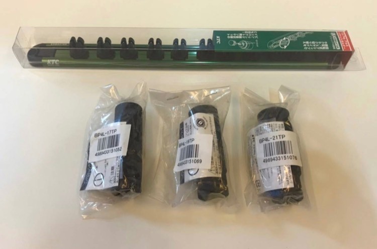 【未使用】KTC 12.7sq インパクトレンチ用ソケットセット17,19,21mm+マグネットホルダー★ EHBA410A & BP4L-17TP BP4L-19TP BP4L-21TP★の ...