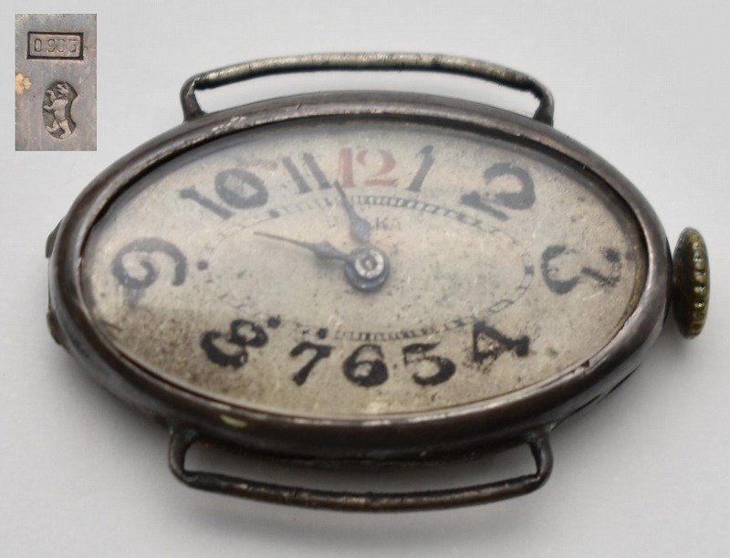 【傷や汚れあり】竜M63 アンティーク スイス製 銀製ケース 0.935刻印 WILKA WATCH FY ウィルカ 手巻き 腕時計 15石 ...