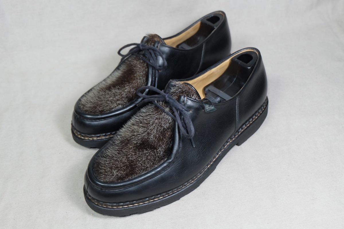【やや傷や汚れあり】希少廃盤品 着用少Paraboot パラブーツ 希少なアザラシファー使用 洗練されたチロリアンシューズ UK45 フランス ...