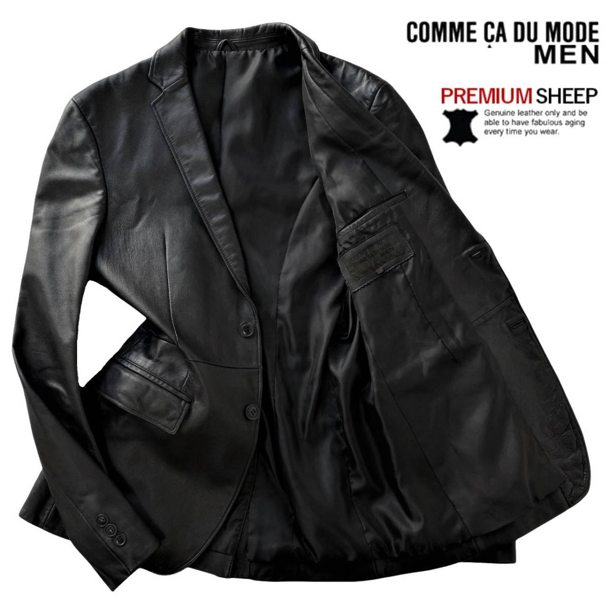 【目立った傷や汚れなし】相場価格￥63,000- 美品 コムサメン COMME CA DU MODE MEN ラクーンファー レザーベルト付き ナイロンツイル 中綿 モッズコート 黒 M の ...