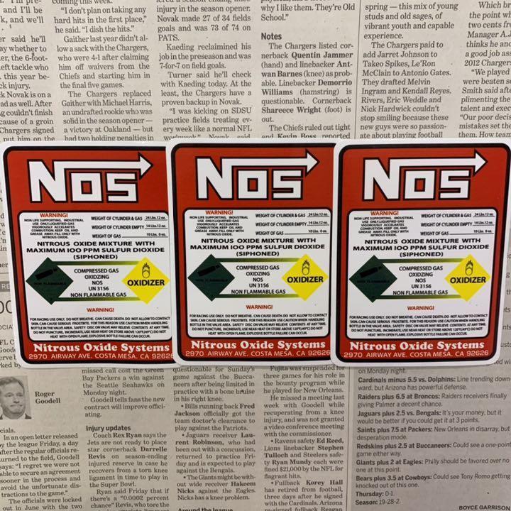 【未使用】NOS WARNING ステッカー 3枚セット ニトロ スポコン ワイルドスピード アメリカン雑貨 デカール シール 防水 車 ...
