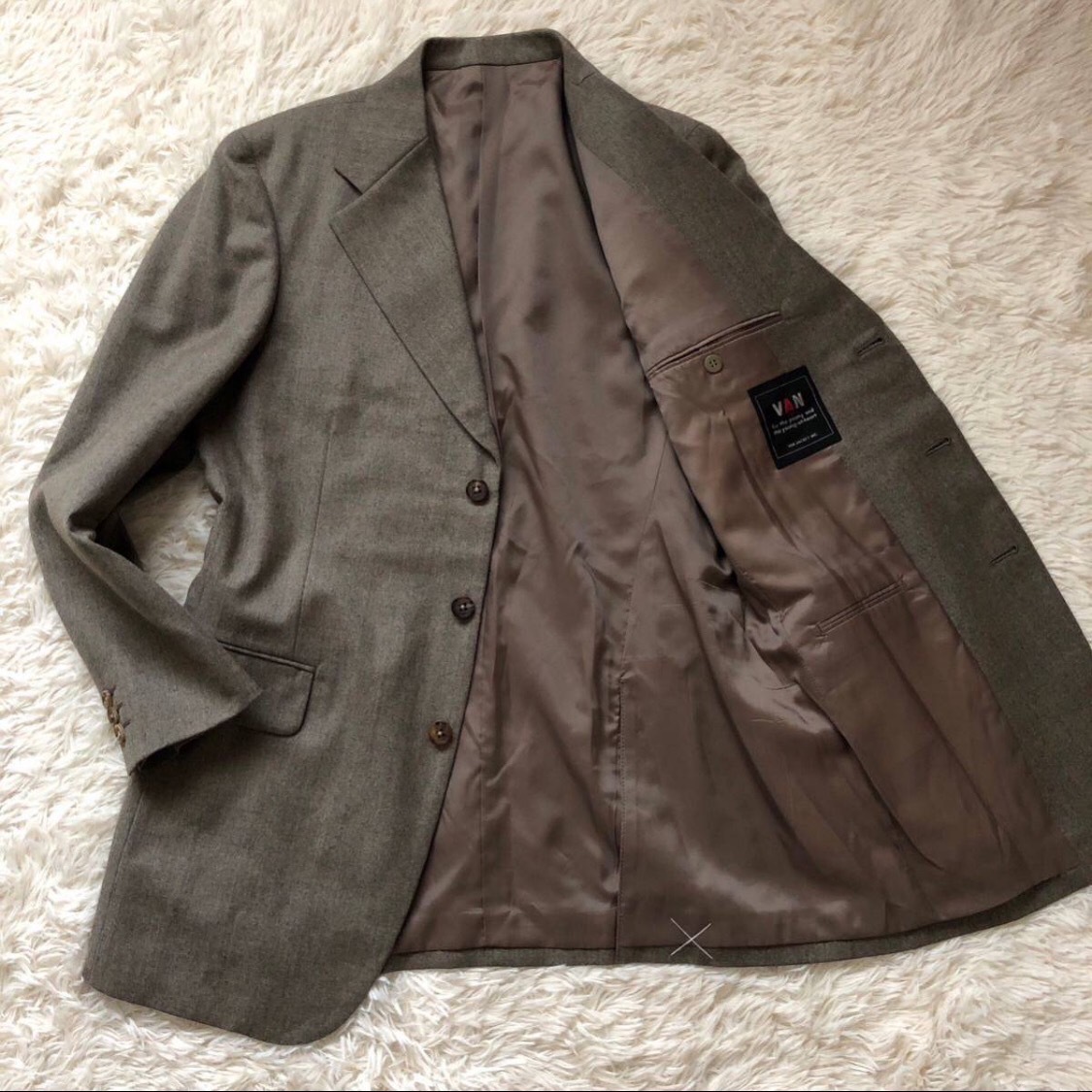 【未使用】未使用【当時物】VAN JACKET 3B テーラードジャケット 定価41,000円 M ベージュ 総裏 デッドストック ウール ヴァンヂャケット ブレザー の落札情報詳細 ...